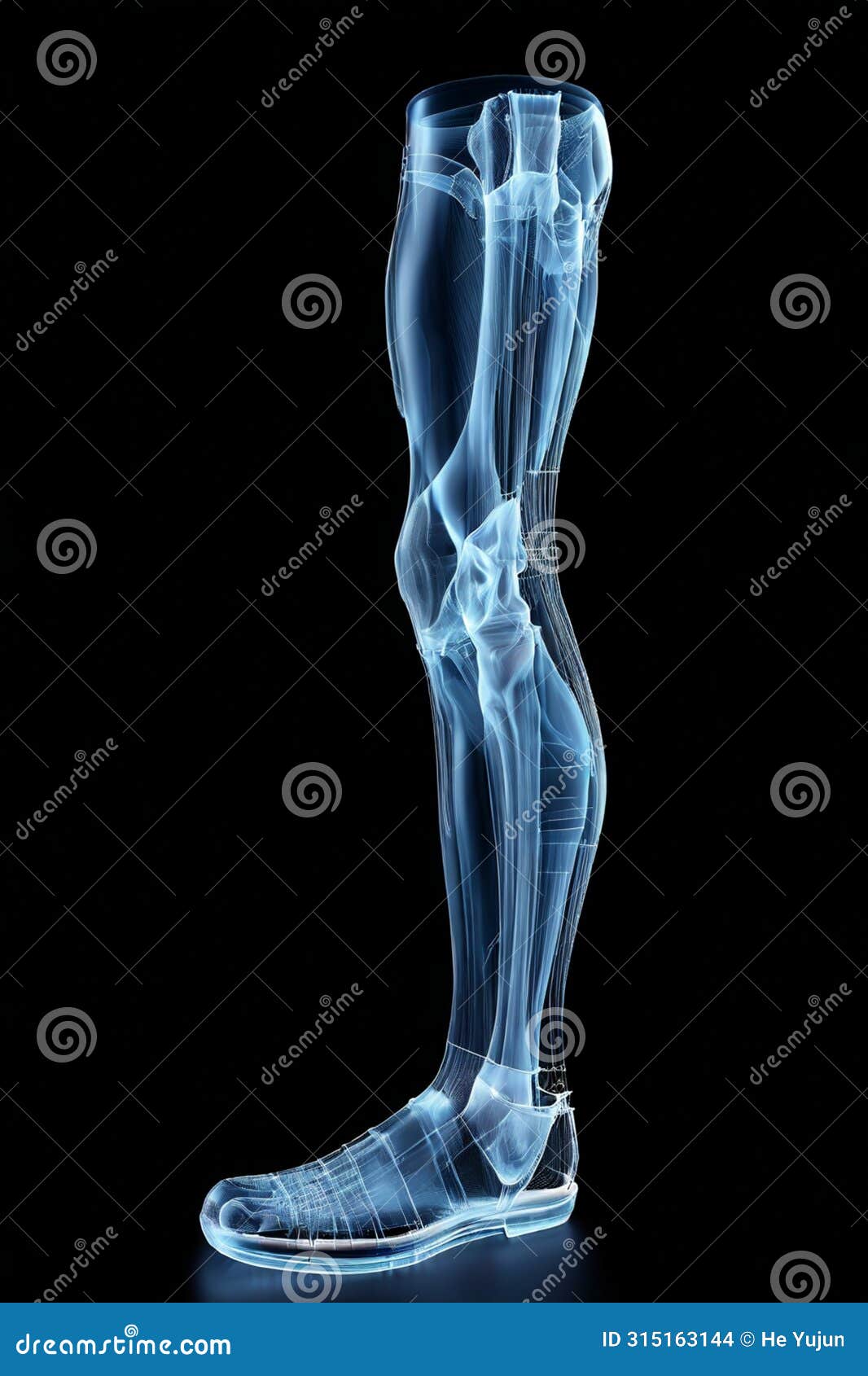 Walking Skeleton: X-ray Style 3D Illustration of Human Lower Limbs ...