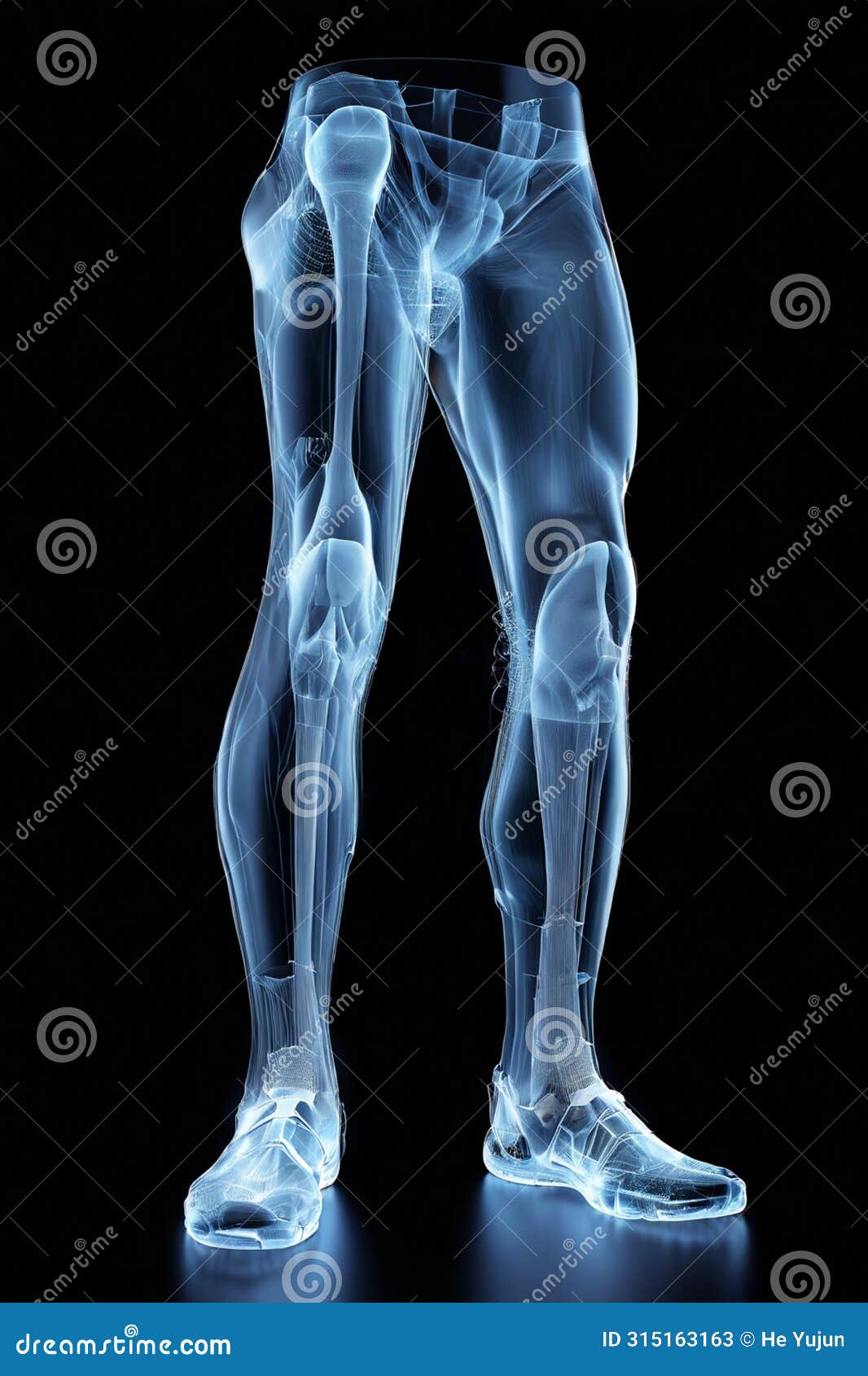 Walking Skeleton: X-ray Style 3D Illustration of Human Lower Limbs ...