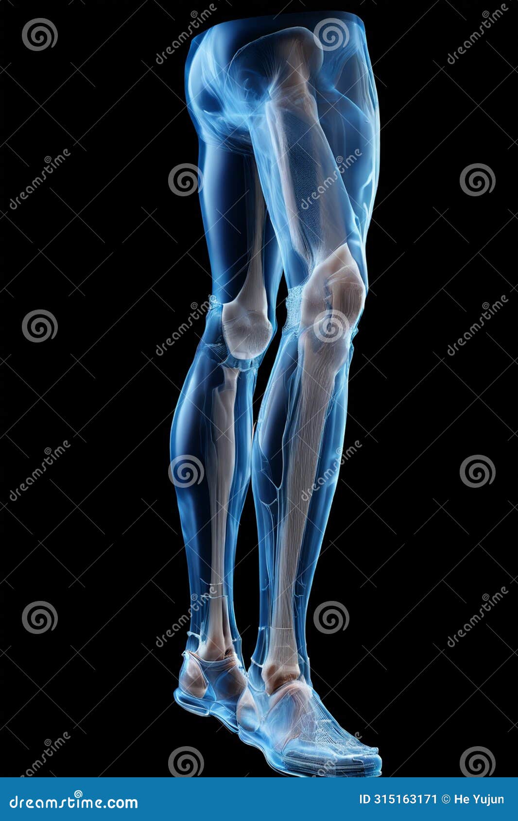 Walking Skeleton: X-ray Style 3D Illustration of Human Lower Limbs ...