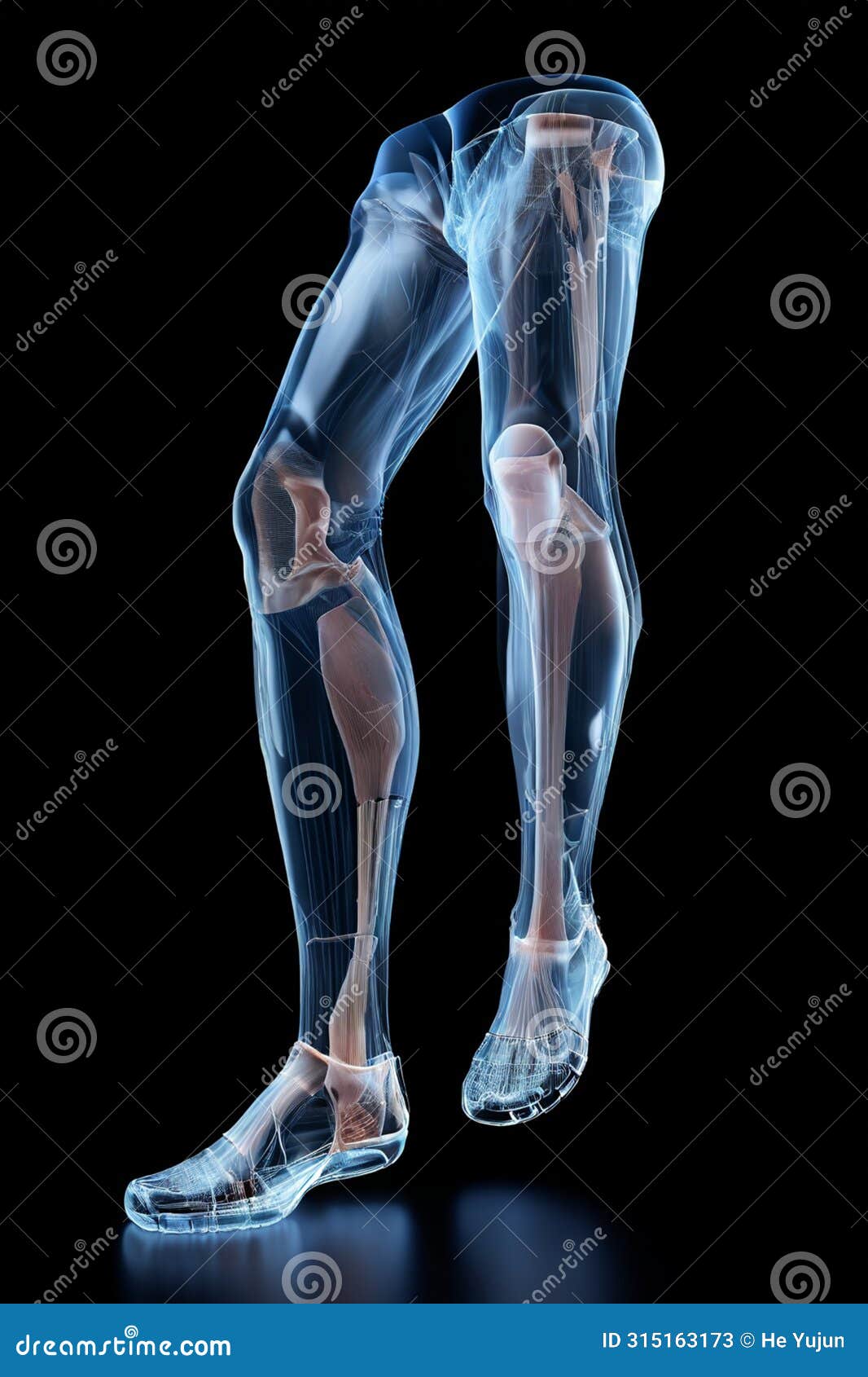 Walking Skeleton: X-ray Style 3D Illustration of Human Lower Limbs ...