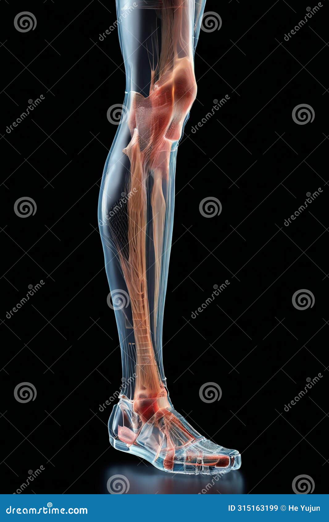 Walking Skeleton: X-ray Style 3D Illustration of Human Lower Limbs ...