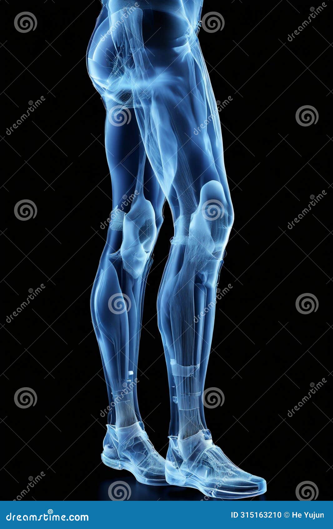 Walking Skeleton: X-ray Style 3D Illustration of Human Lower Limbs ...