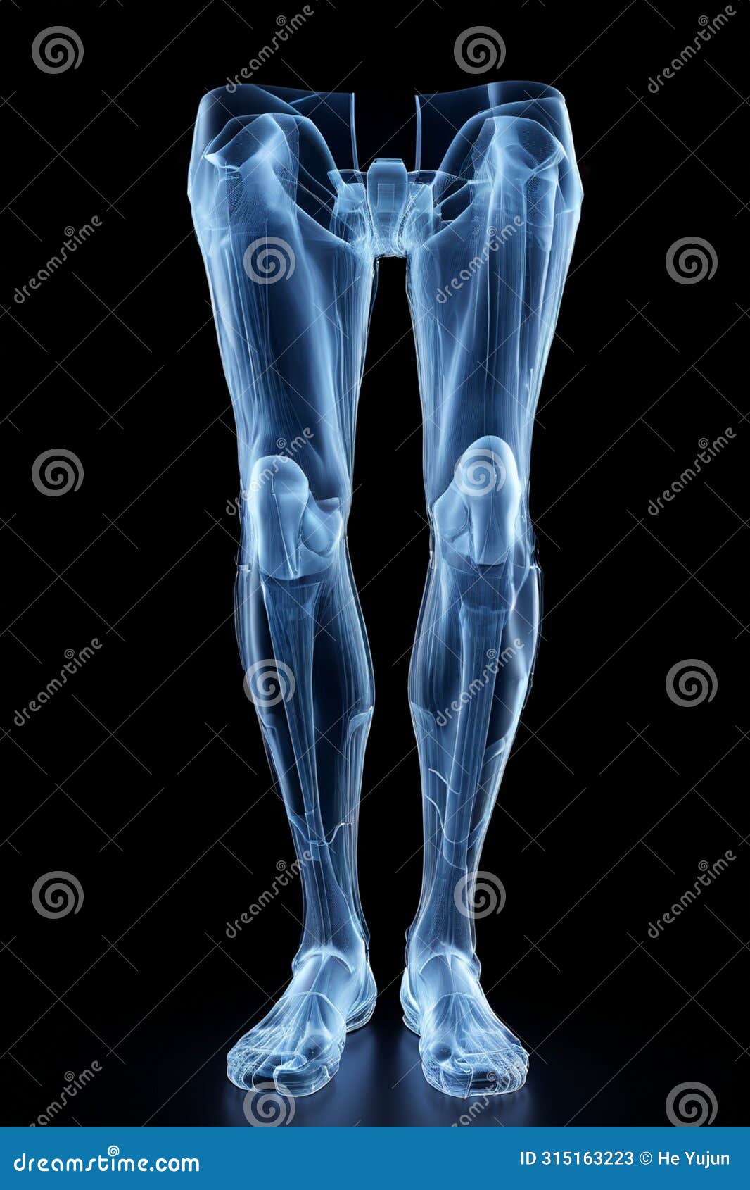 Walking Skeleton: X-ray Style 3D Illustration of Human Lower Limbs ...
