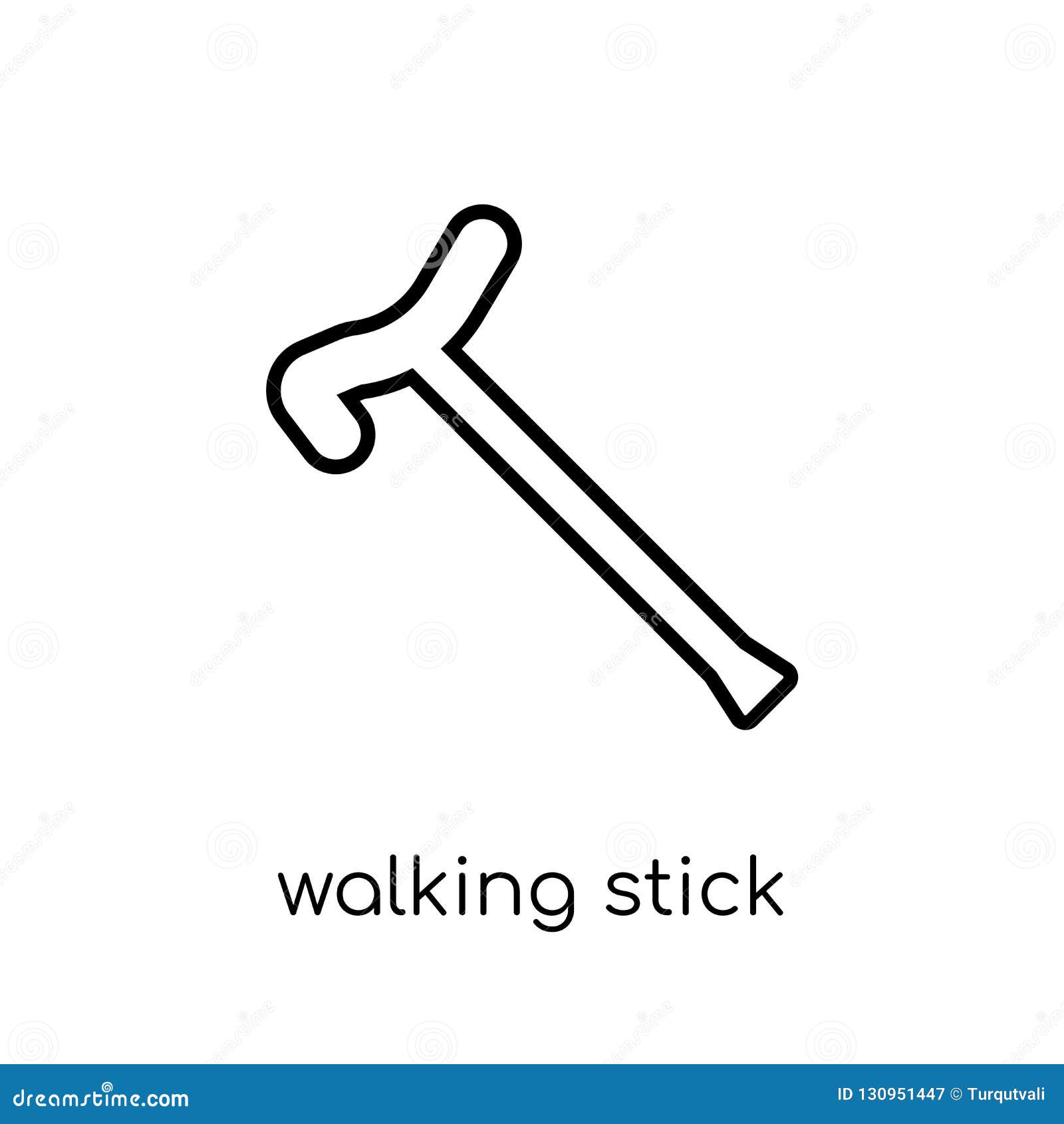 Walking Stick Icon. Trendy Modern Flat Linear Vector Walking Stick Icon ...