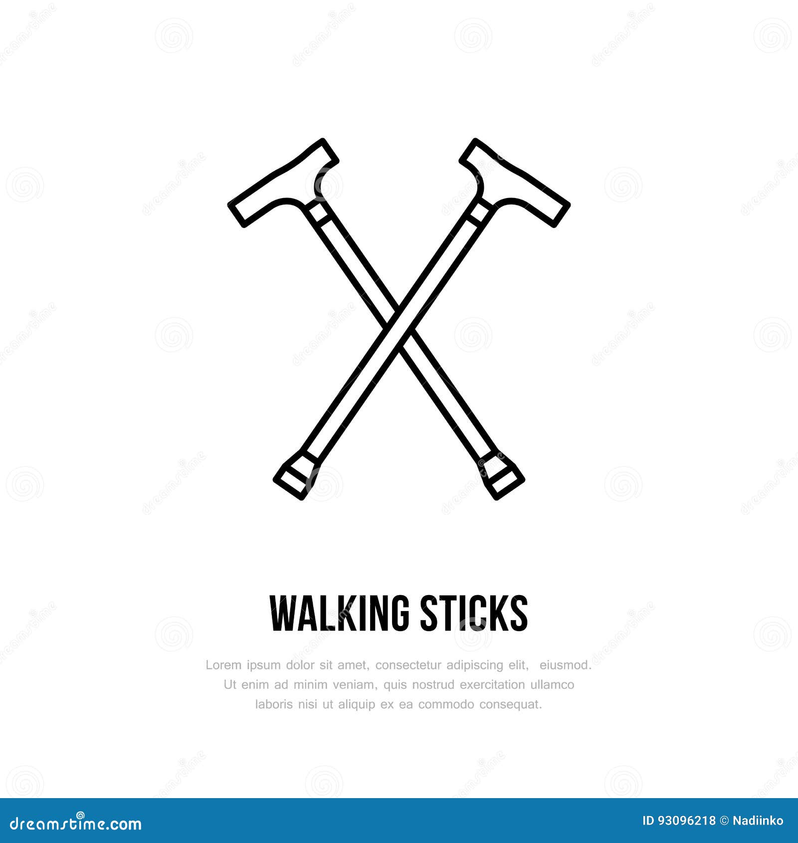 Walking Sticks Line Icon. Vector Logo for Rehabilitation Equipment ...