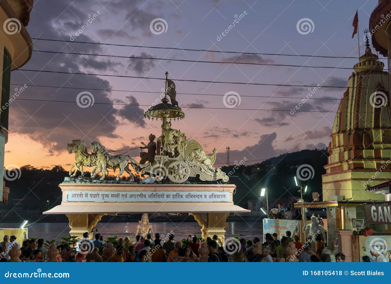View of Statues during Puja on the Ganges River in Rishikesh Editorial ...