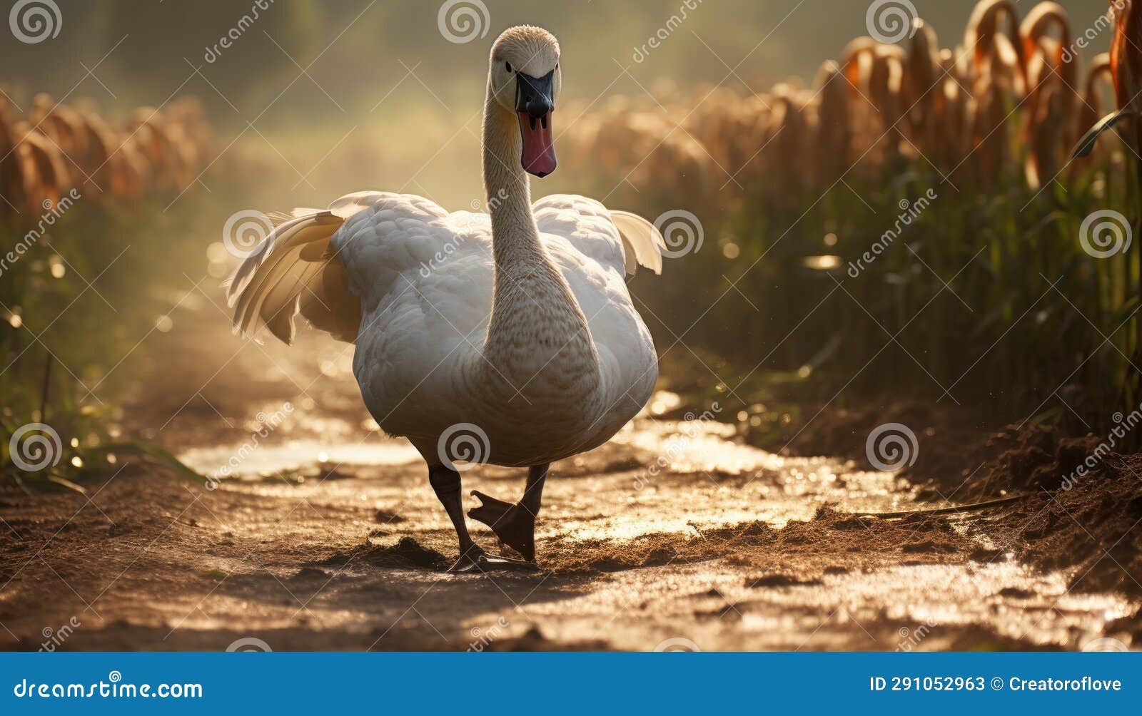 Walking Swan in Farm Generative AI Stock Illustration - Illustration of ...
