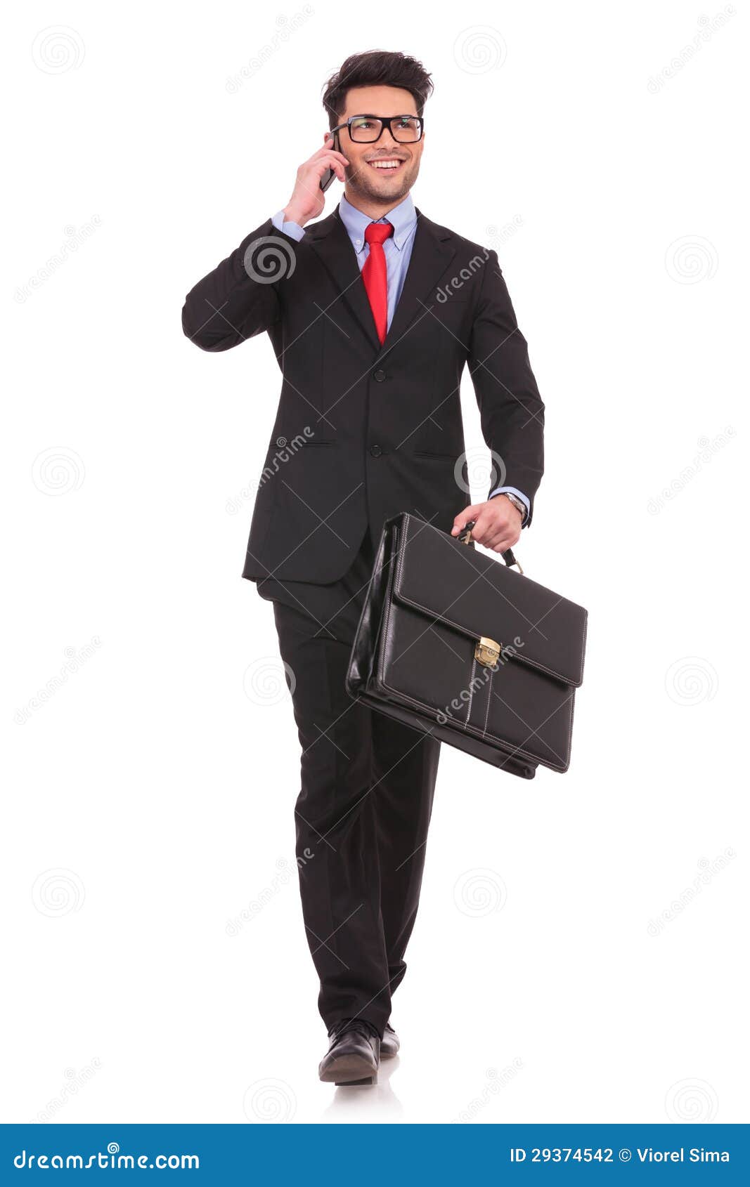 Walking & Talking on Phone Stock Photo - Image of positive, smart: 29374542