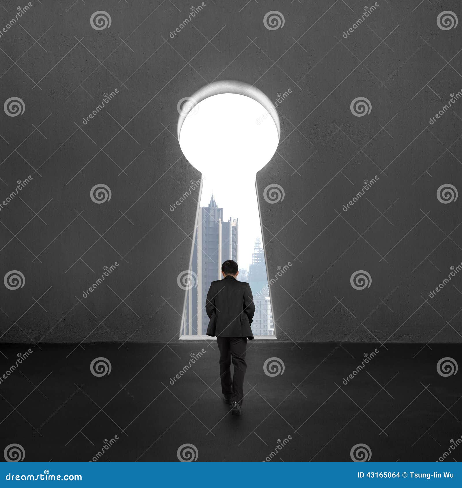 Walking Toward To Key Shape Door Stock Photo - Image of high ...