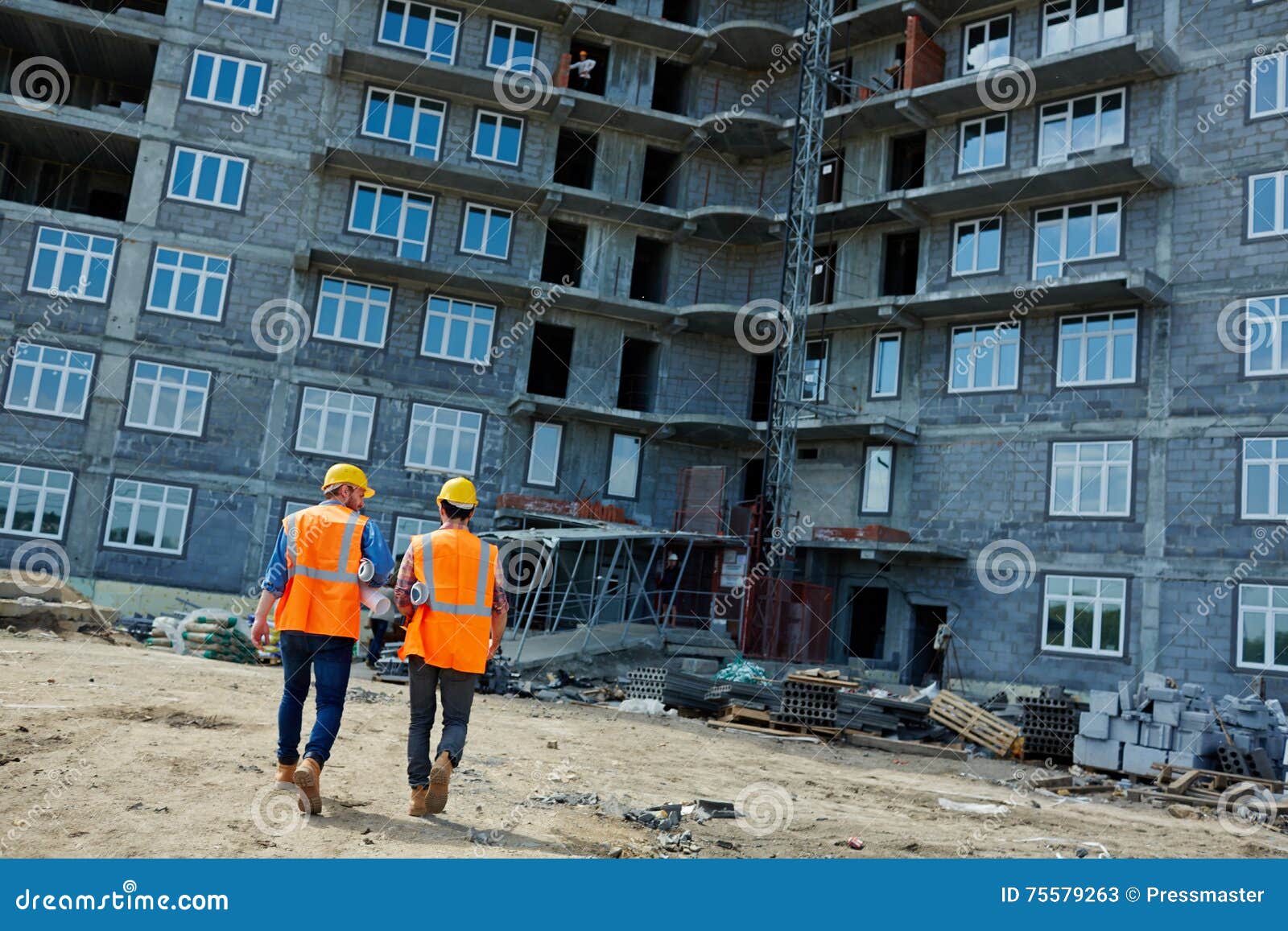 Walking Towards New Building Construction Stock Image - Image of ...