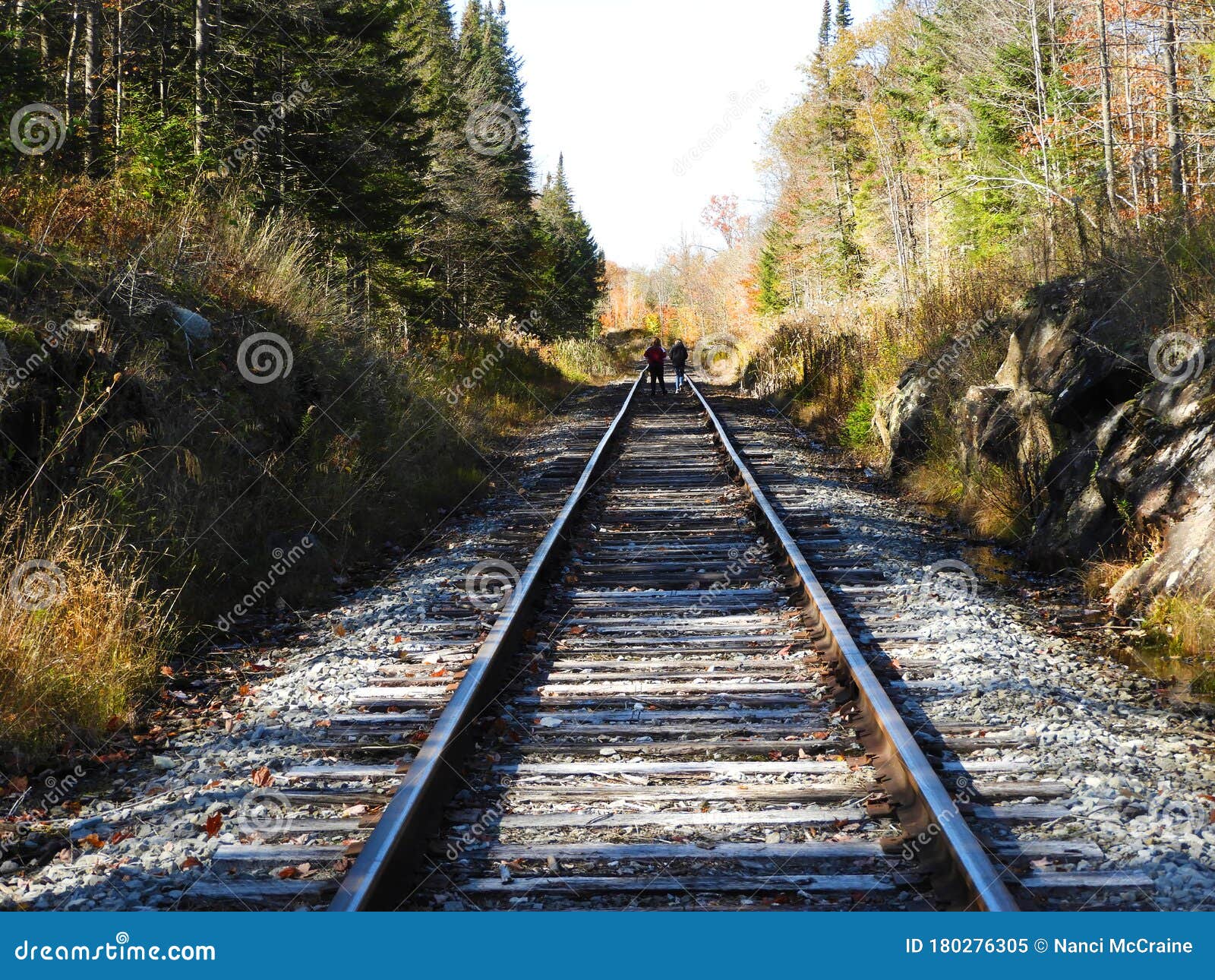Walking the Railroad Tracks at Big Moose in Autumn Stock Image - Image ...