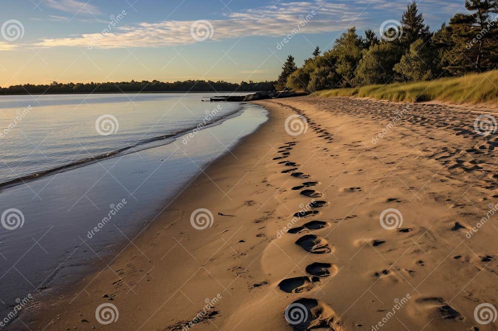 Walking Trail of Footprints Along the Shore Stock Image - Image of ...
