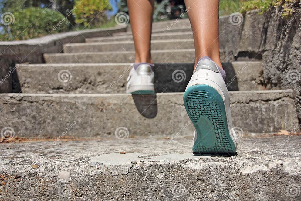 Walking up stairs stock photo. Image of outdoors, home - 26466342