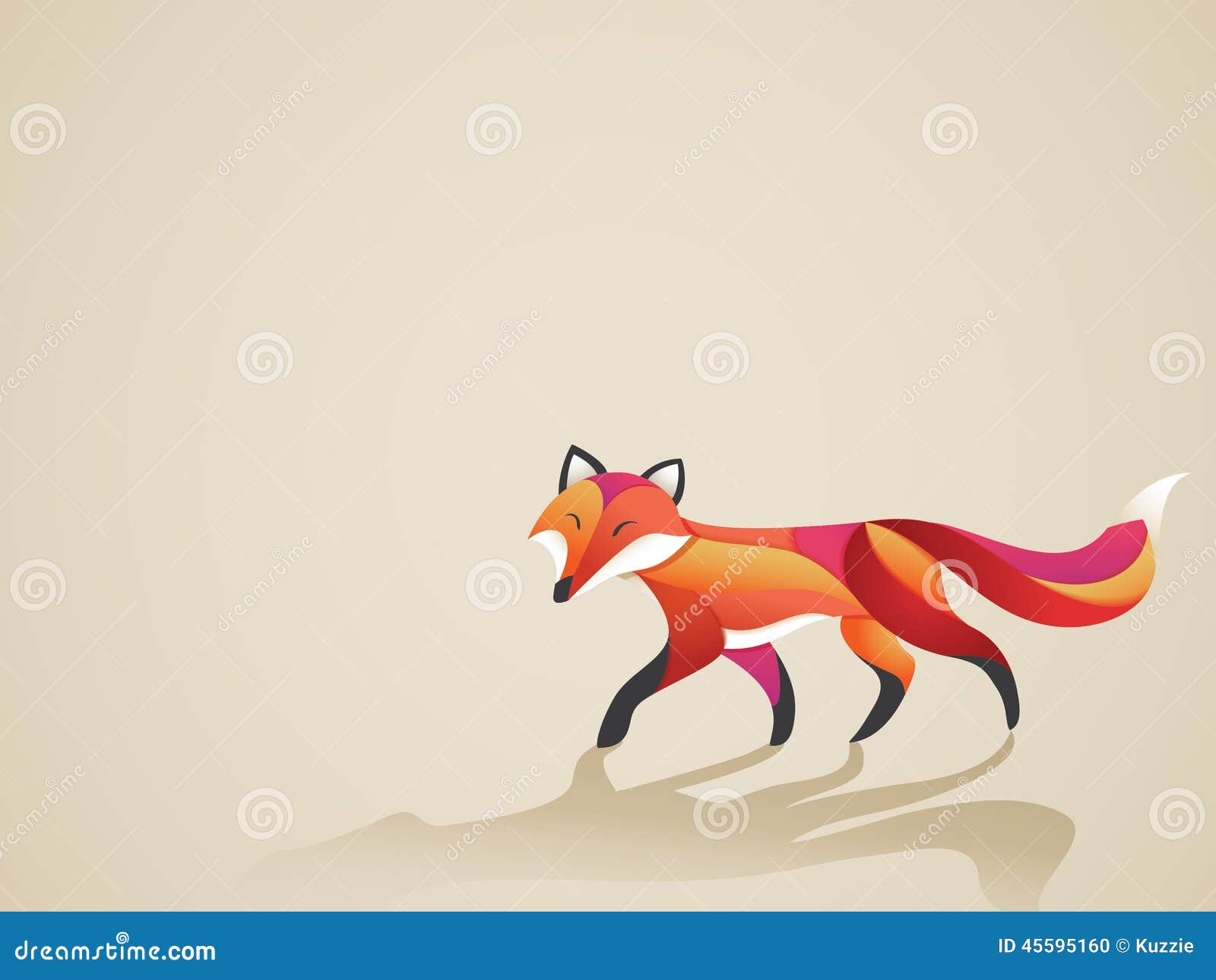 Walking vibrant fox stock vector. Illustration of doodle - 45595160