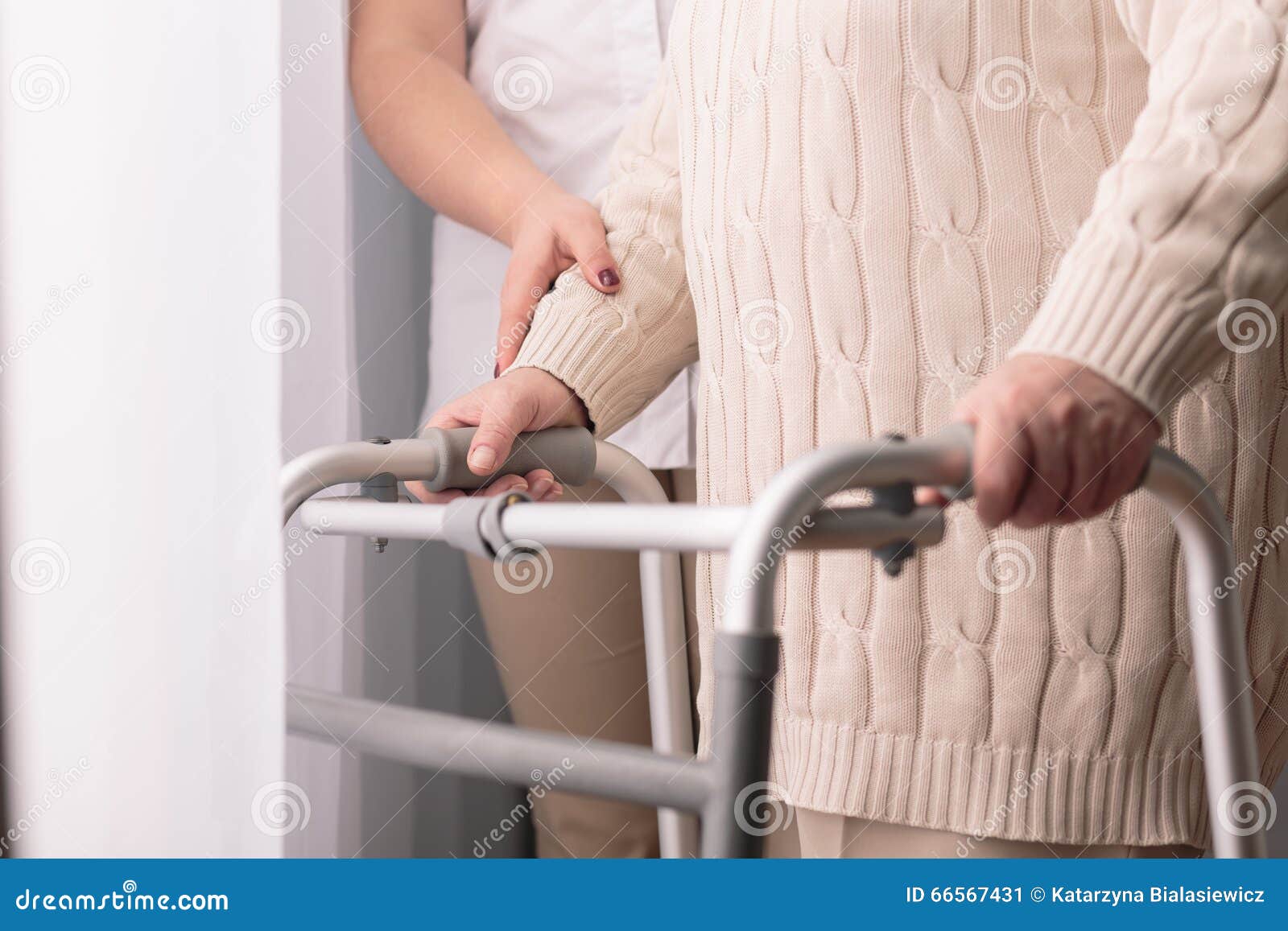 Walking with walker stock image. Image of walk, handicap - 66567431