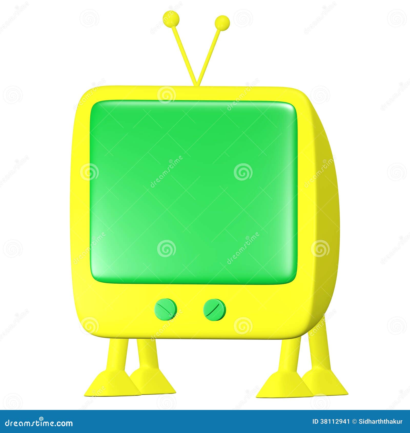 Walking Yellow Cartoon TV stock illustration. Illustration of ...