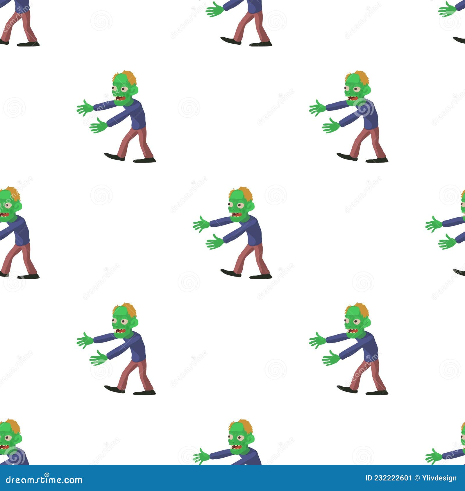 Walking Zombie Pattern Seamless Vector Stock Vector - Illustration of ...