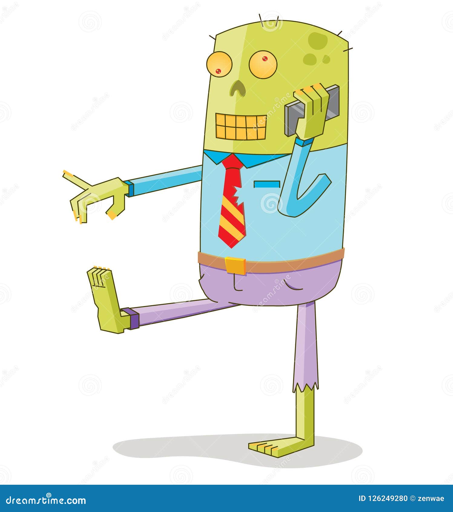 Walking Zombie Use Smart Phone Stock Vector - Illustration of dangerous ...