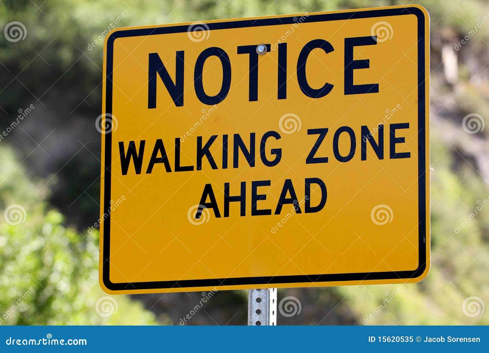 Walking Zone Ahead Sign stock image. Image of careful - 15620535