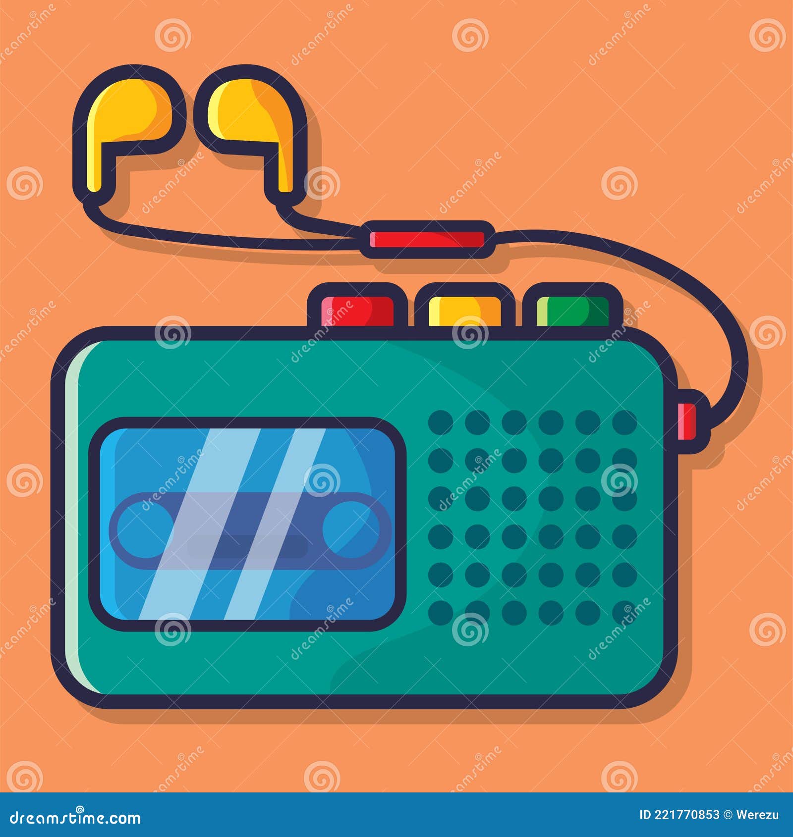 Walkman Electronic Device Vector Illustration in Flat Style Stock ...