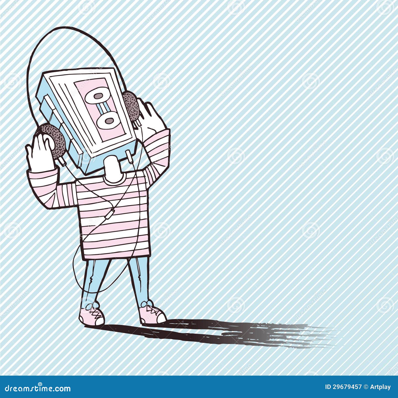 Walkman Head Cartoon Vector | CartoonDealer.com #29679457