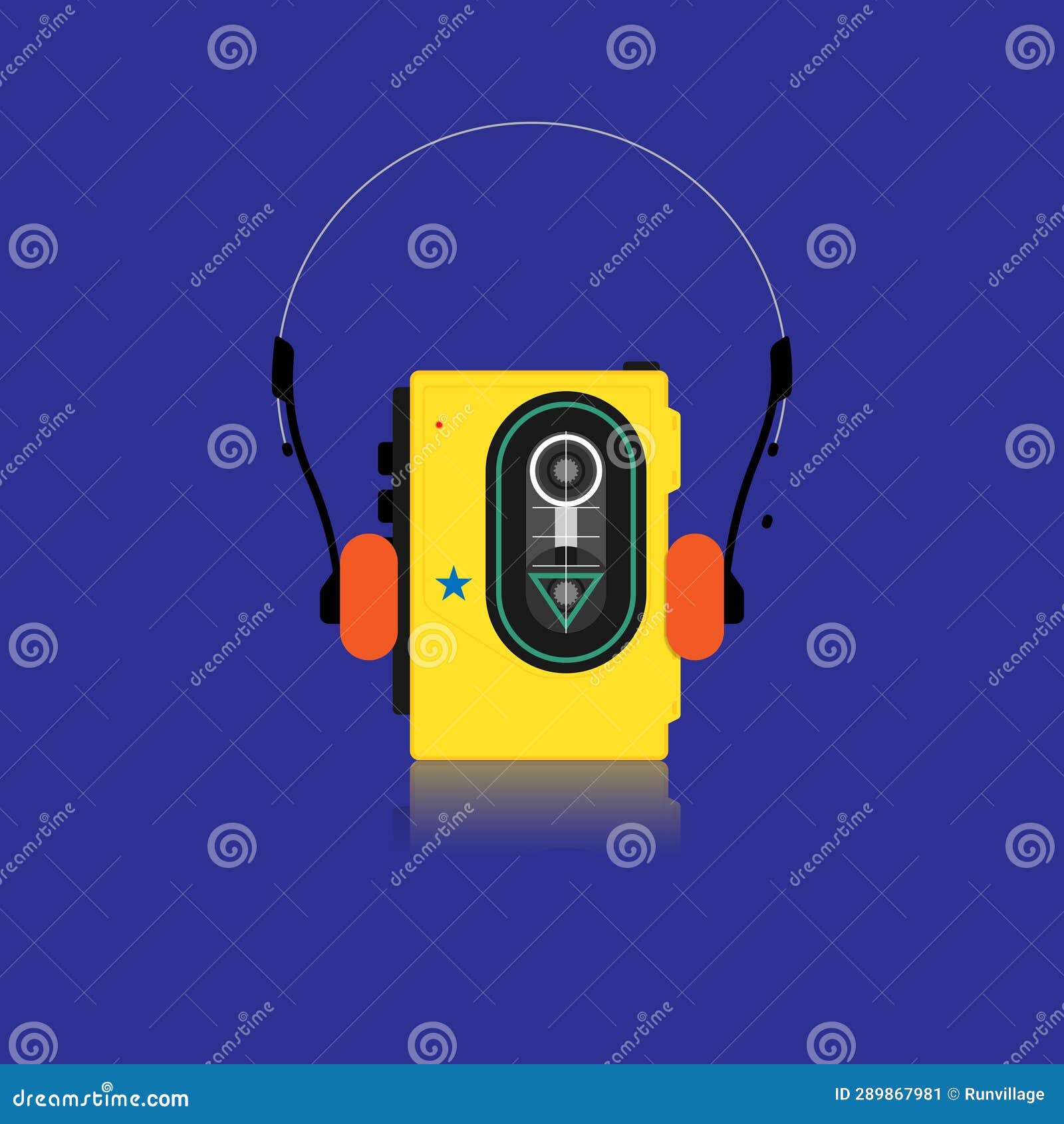Walkman Portable Music Player with Headphone Flat Style in Blue ...