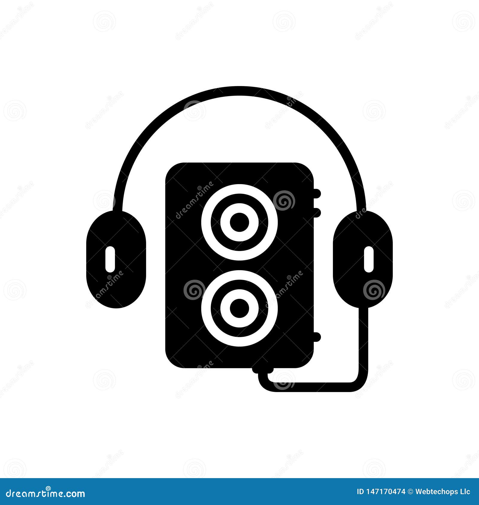 Black Solid Icon for Walkman, Music and Sound Stock Vector ...