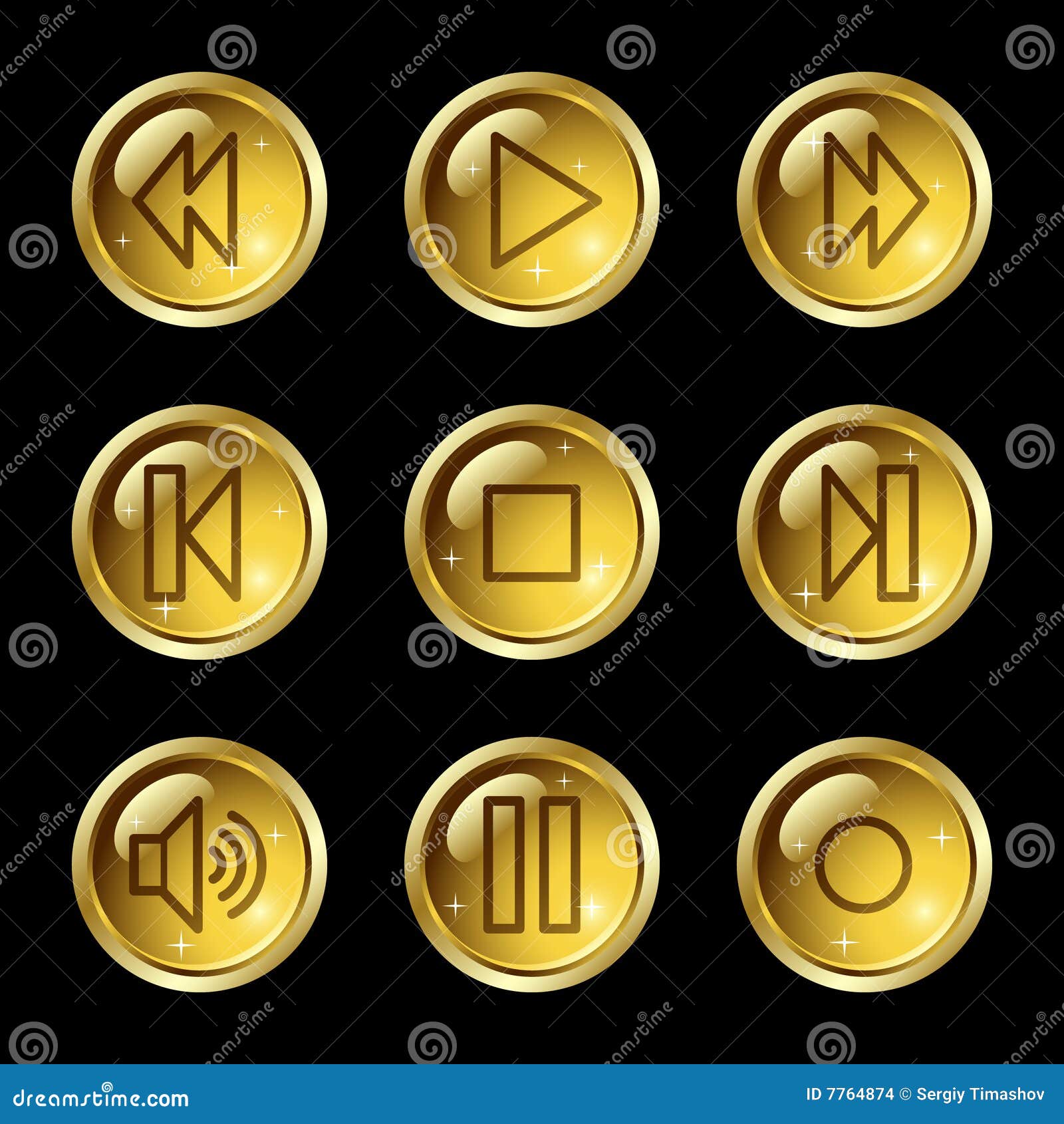 Walkman web icons stock vector. Illustration of next, previous - 7764874