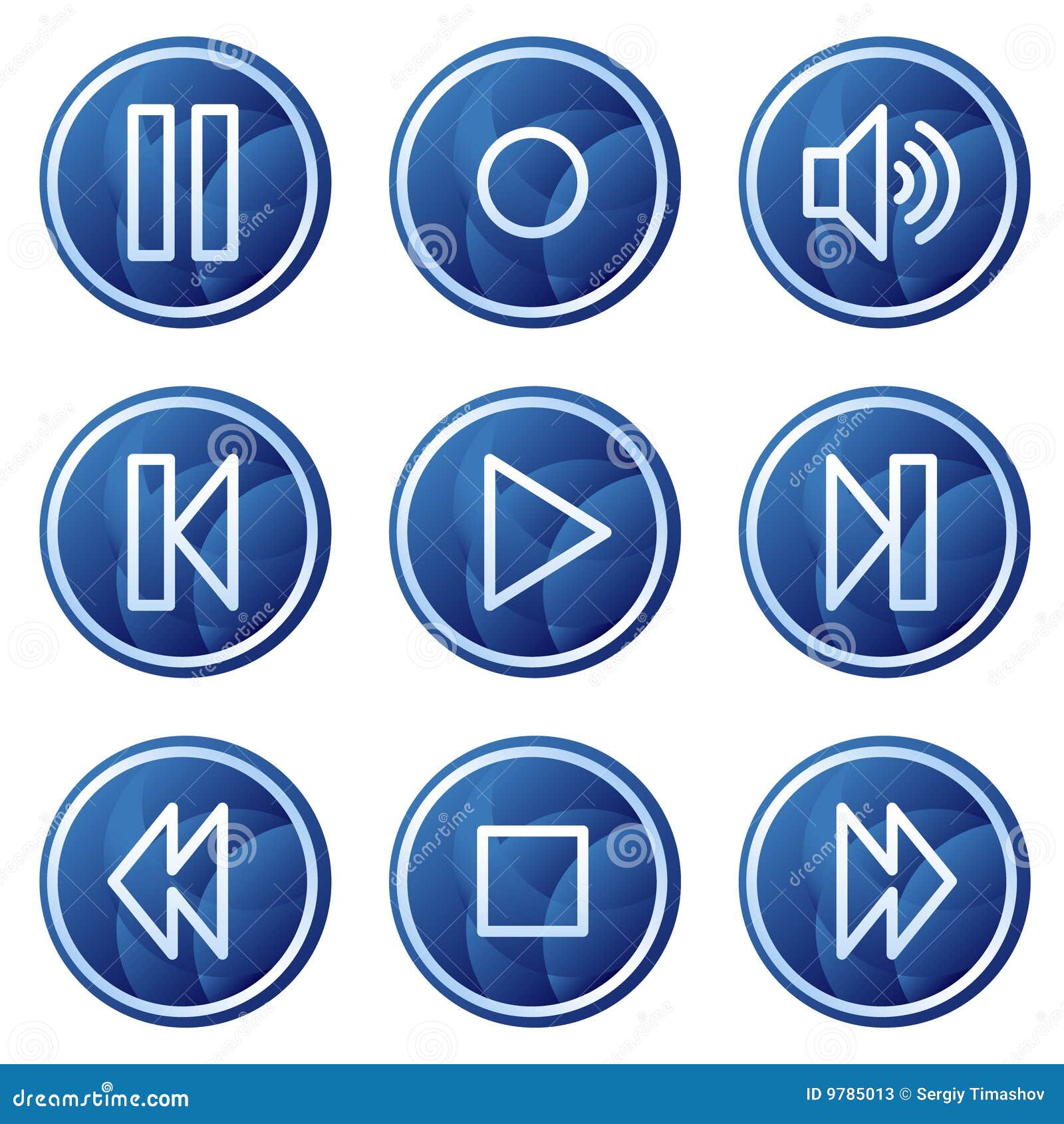 Walkman Web Icons, Blue Circle Buttons Series Stock Illustration ...
