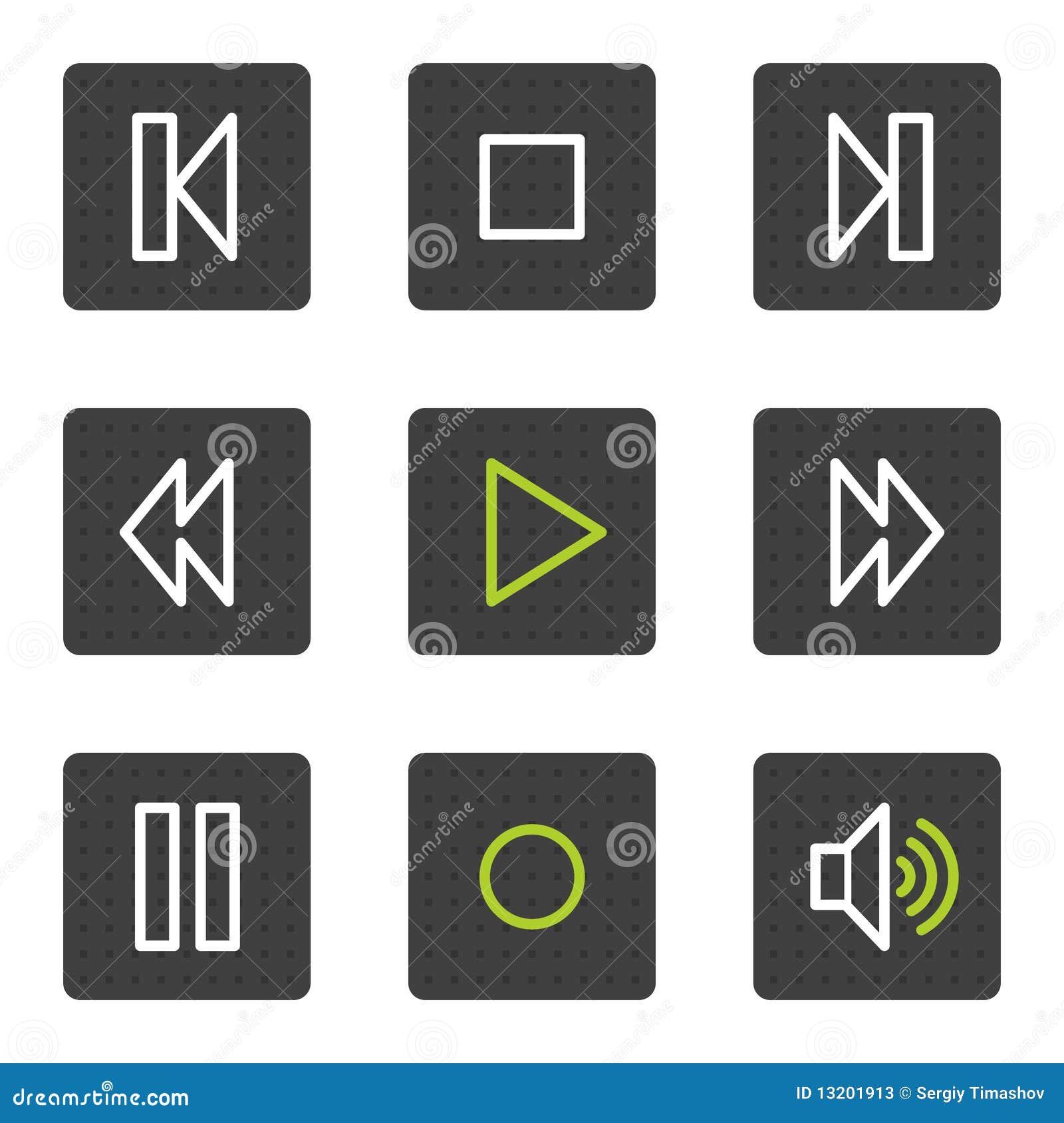Walkman Web Icons, Grey Square Buttons Series Stock Vector ...