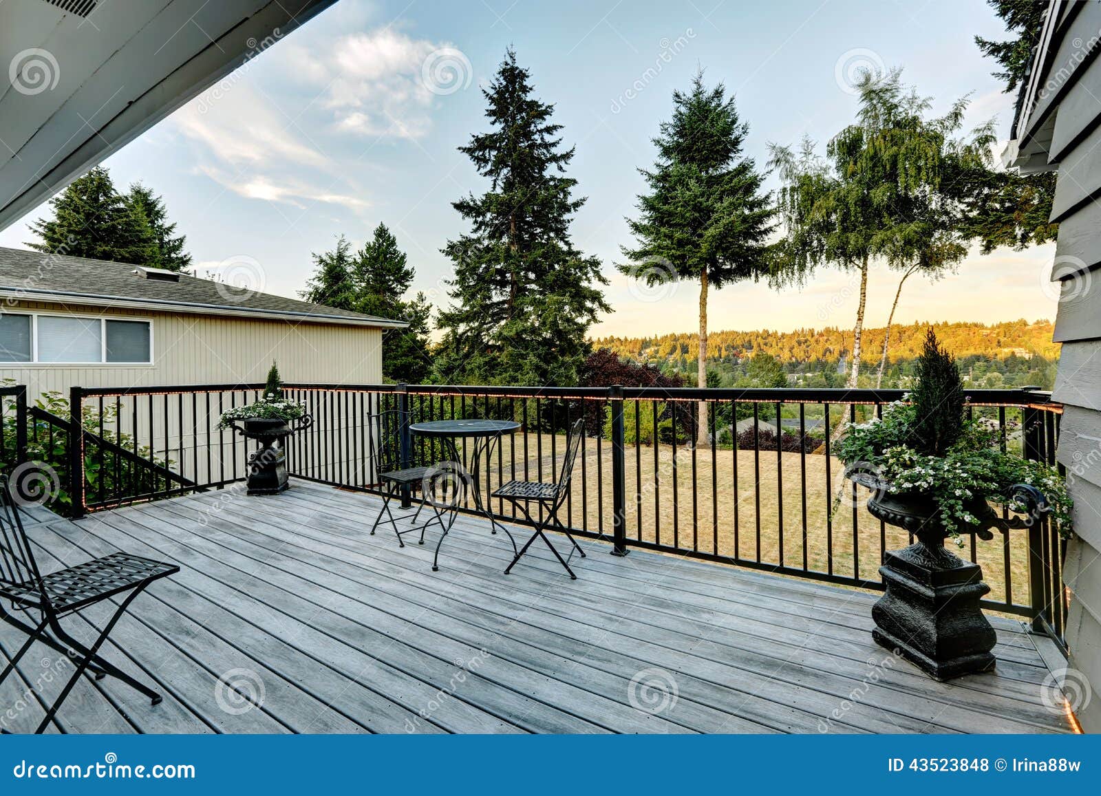 Walkout Deck Overlooking Backyard Area Stock Photo - Image of style ...