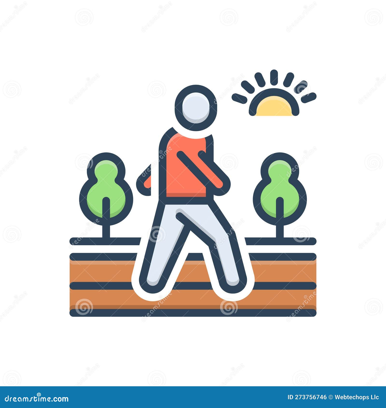 Color Illustration Icon for Walks, Walking Tour and Person Stock ...