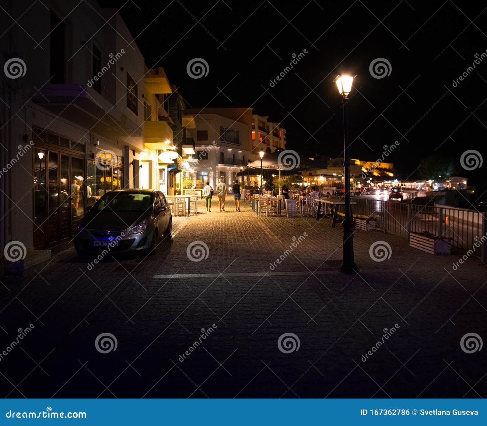 Walks in the Old City. Night Island of Crete Stock Photo - Image of ...