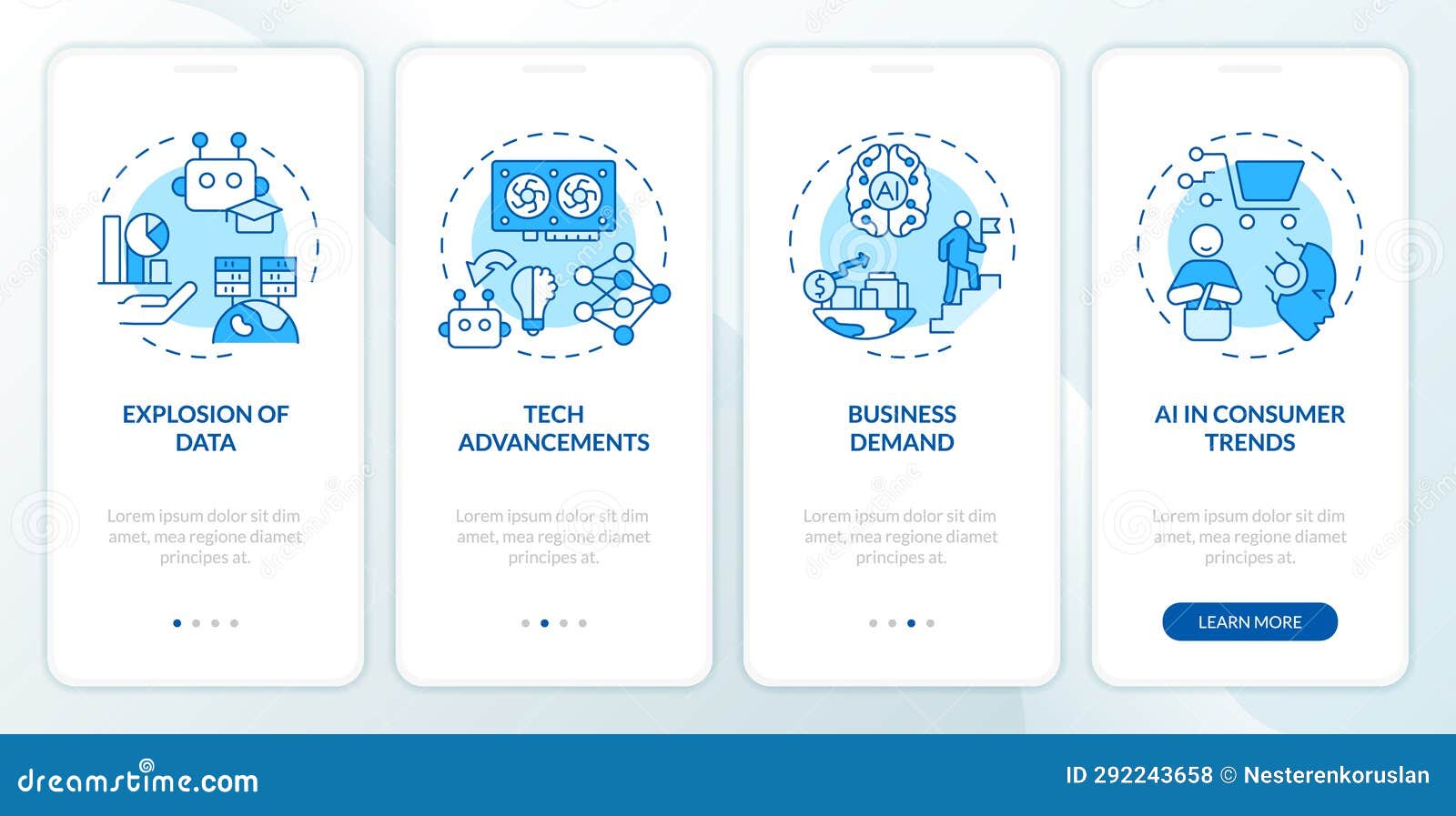 Walkthrough AI Engineer with Blue Line Icons Stock Vector ...