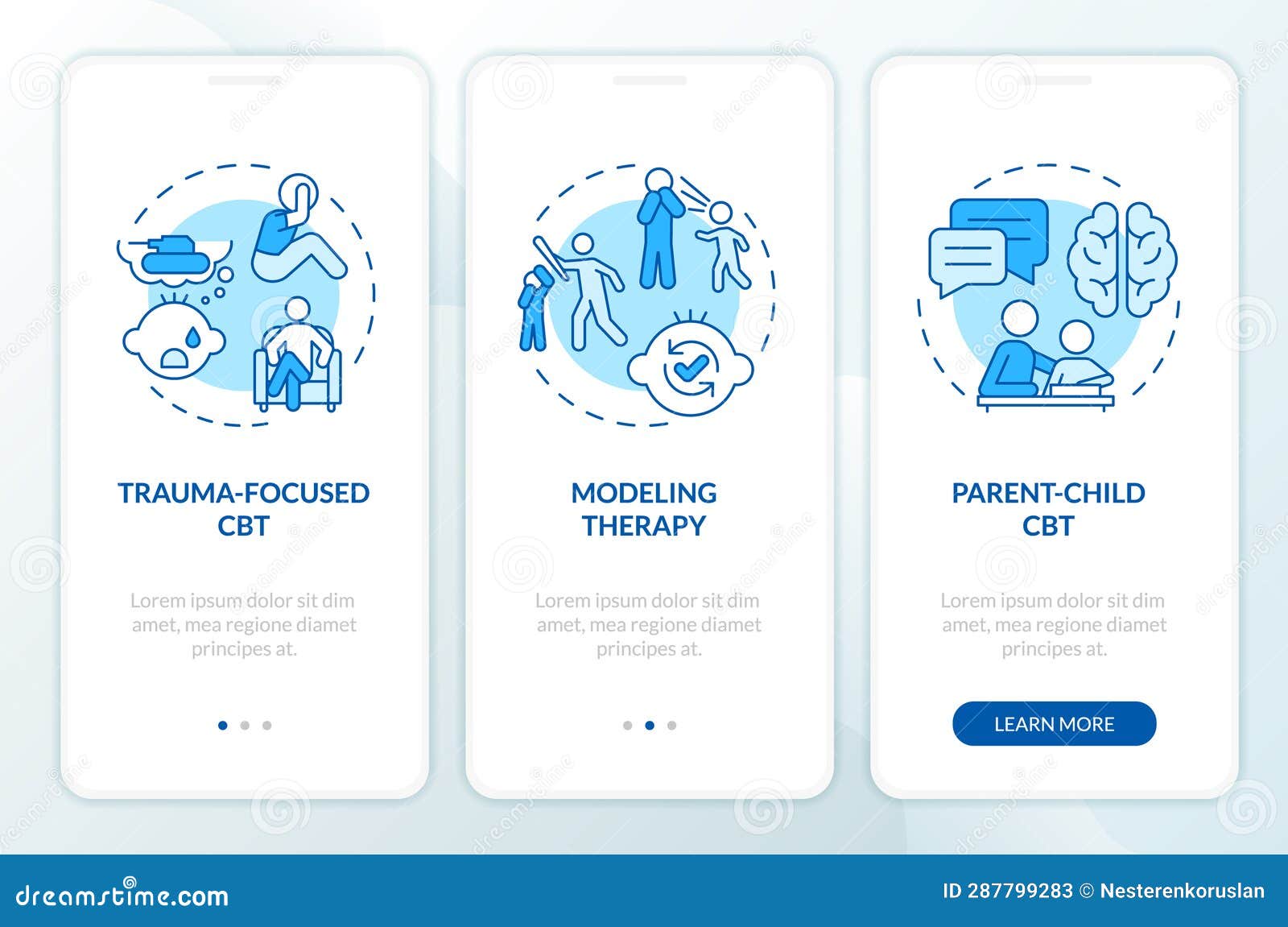 Walkthrough Behavioral Therapy With Linear Icons Concept Vector ...