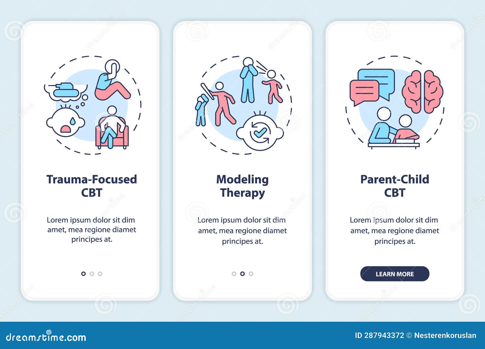 Walkthrough Behavioral Therapy With Linear Icons Concept Vector ...