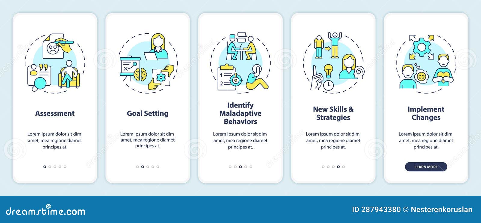 Walkthrough Behavioral Therapy With Linear Icons Concept Cartoon Vector ...