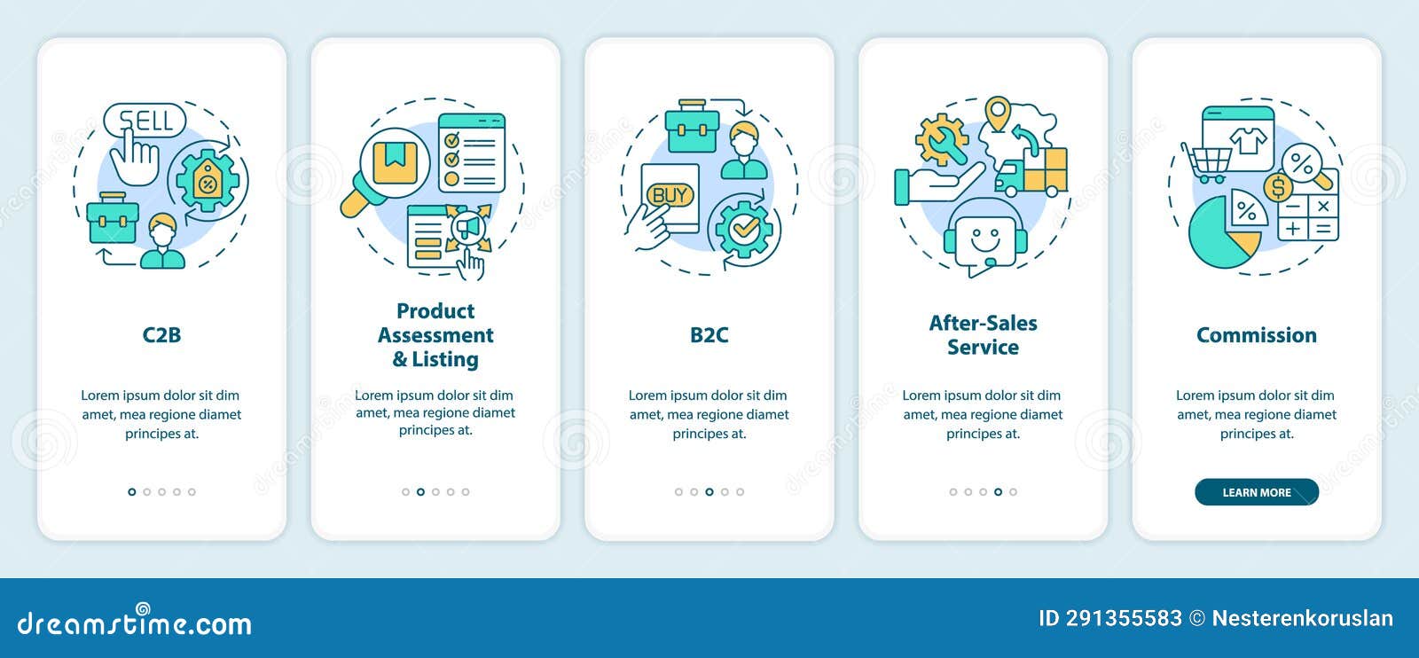 Walkthrough C2C with Linear Icons Concept Stock Illustration ...