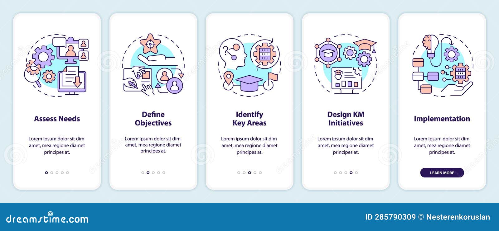 Walkthrough Knowledge Management with Icons Concept Stock Vector ...