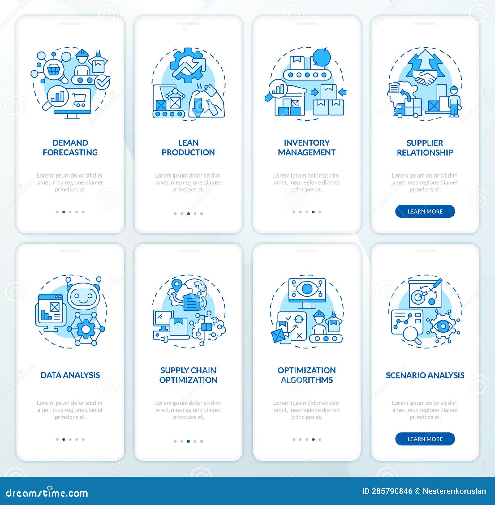 Walkthrough Overproduction With Blue Icons Concept Vector Illustration ... Walkthrough Overproduction With Blue Icons Concept Vector Illustration ...
