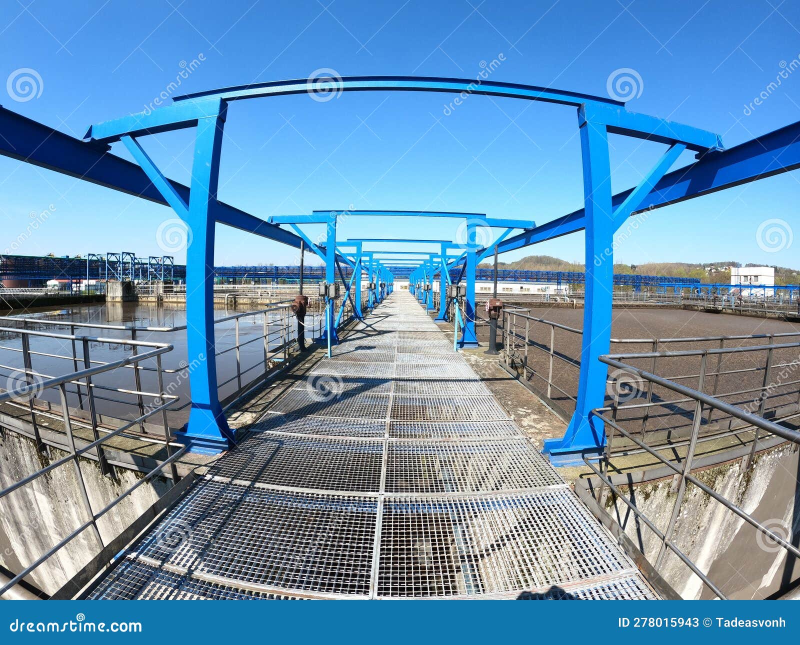 Walkway among the Activated Sludge Tank 1 Stock Image - Image of bridge ...