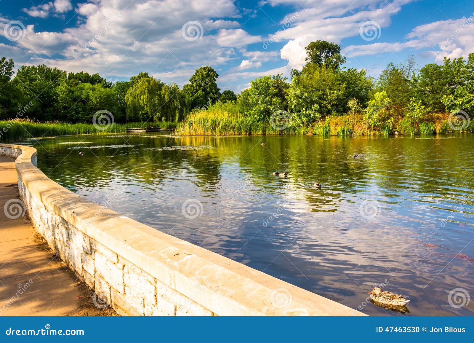 Walkway Along a Pond at Patterson Park, Baltimore, Maryland. Stock ...