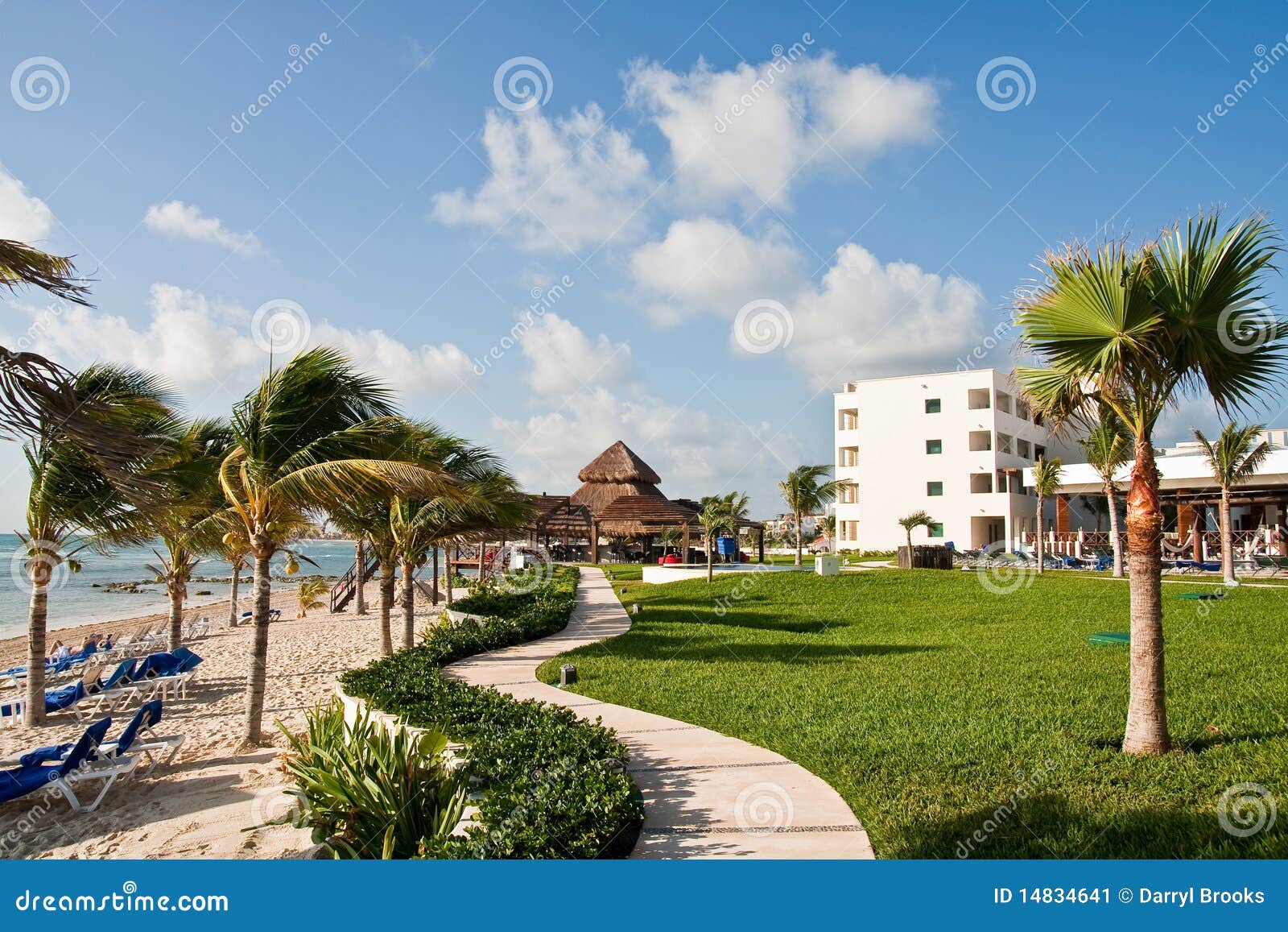 Walkway Along Tropical Resort Stock Image - Image of resort, cement ...