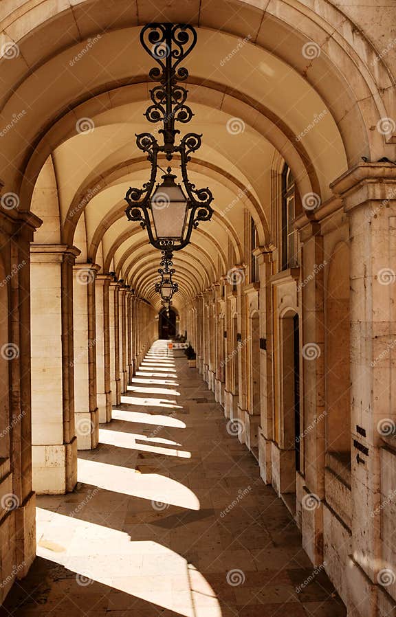 Walkway with arches stock image. Image of lighting, decorative - 9361843
