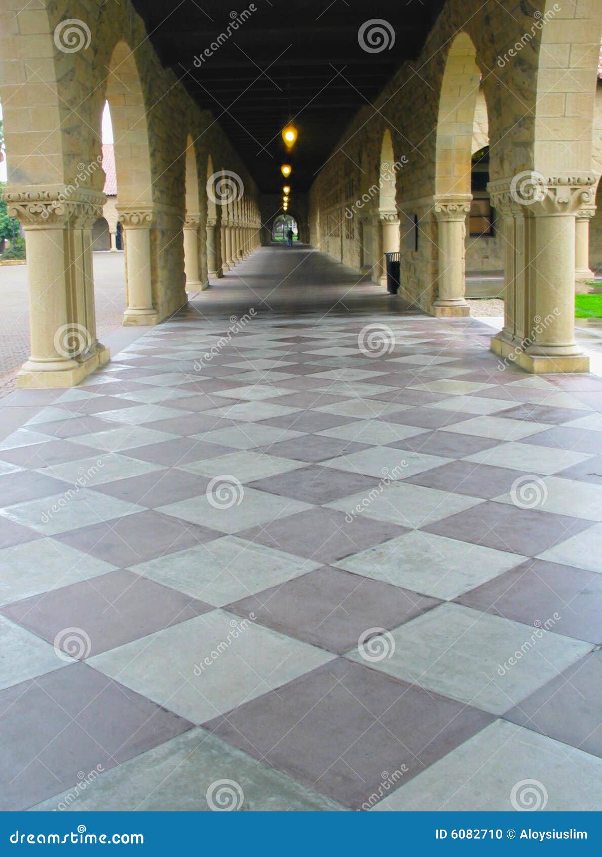 Walkway with Arches and Checkered Floor Editorial Image - Image of ...