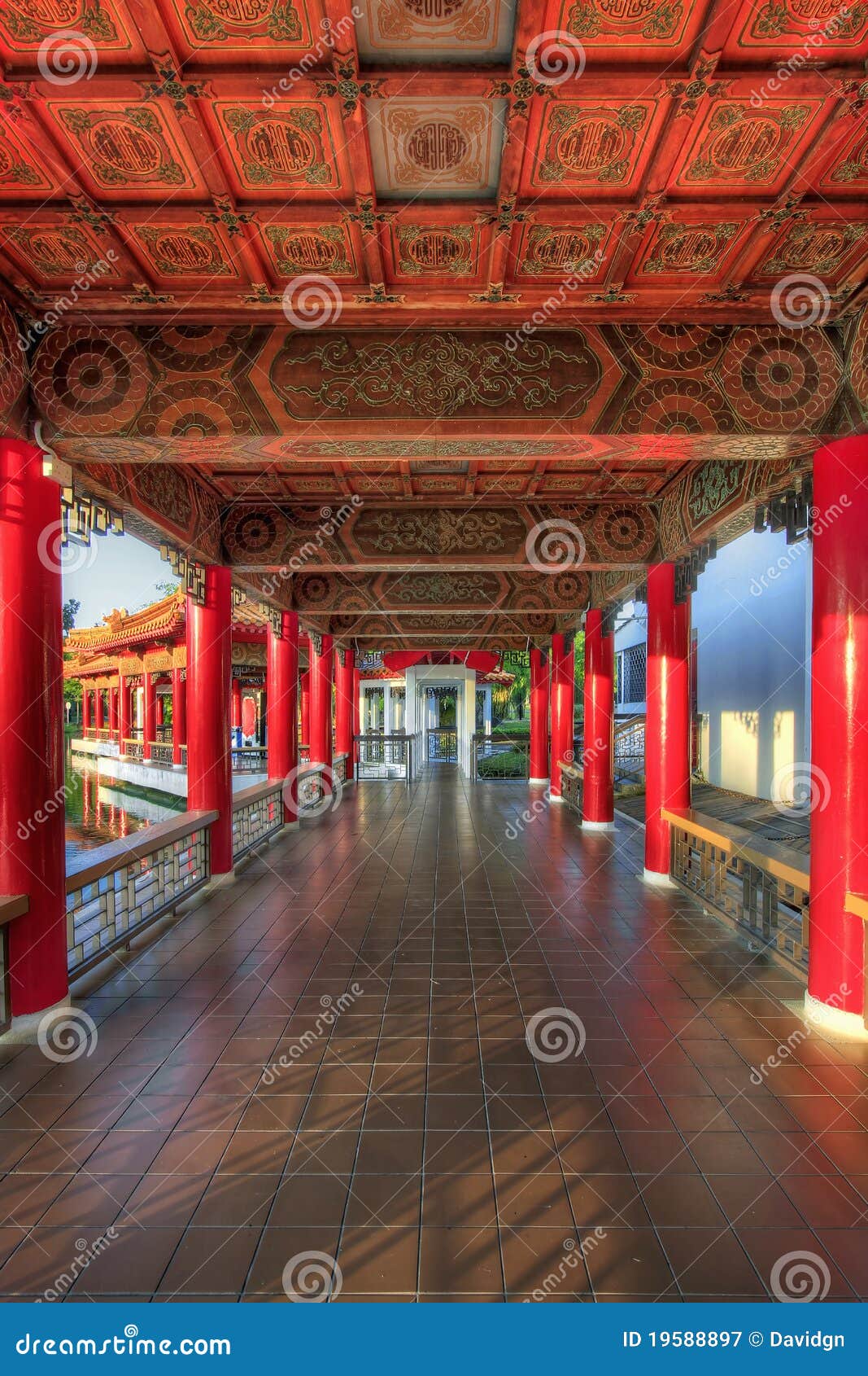Walkway Architectural Detail in Chinese Garden Stock Image - Image of ...
