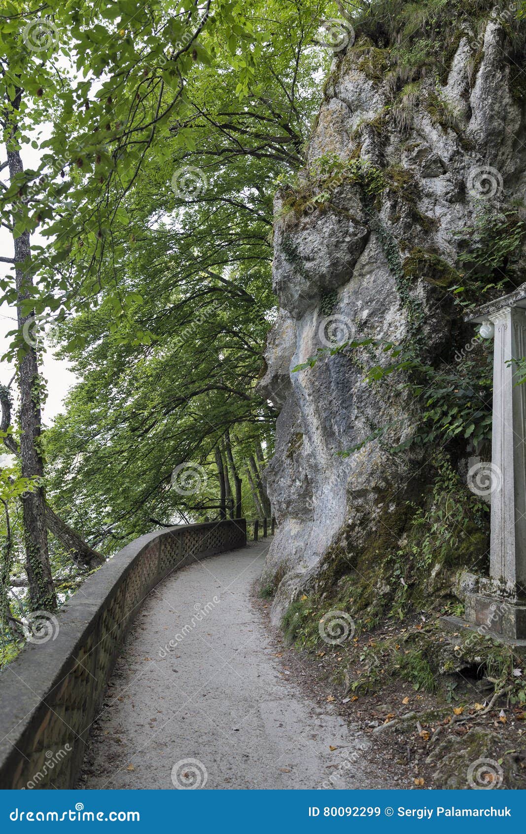 Walkway Around the Lake Bled Stock Image - Image of mountains, road ...
