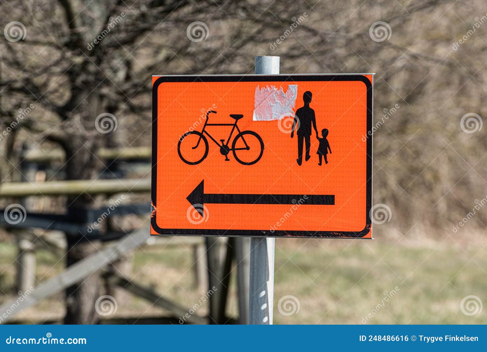 Walkway and Bike Path Sign.. Stock Photo - Image of stone, path: 248486616