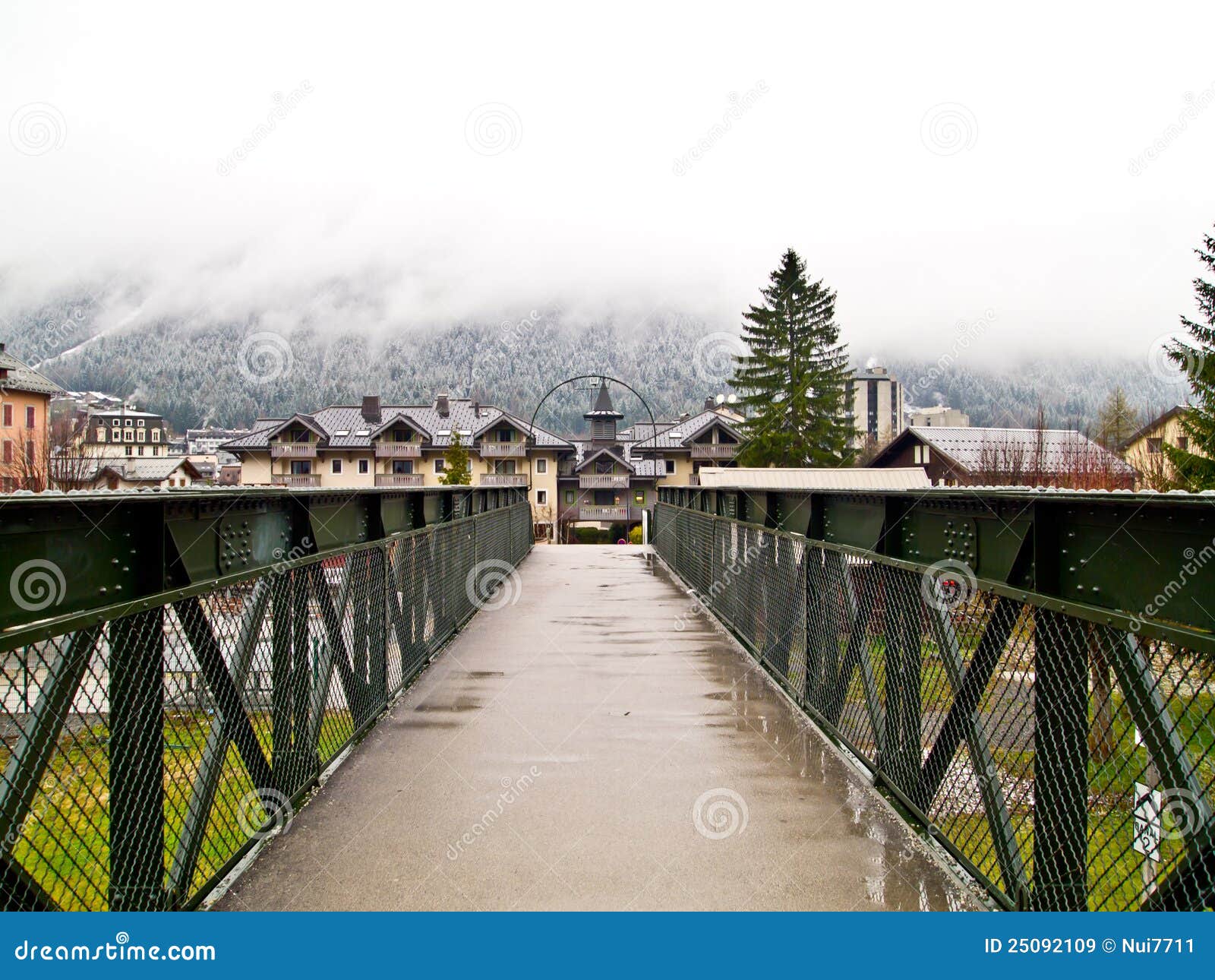 Walkway Bridge at Chamonix, France Stock Image - Image of clouds, view ...