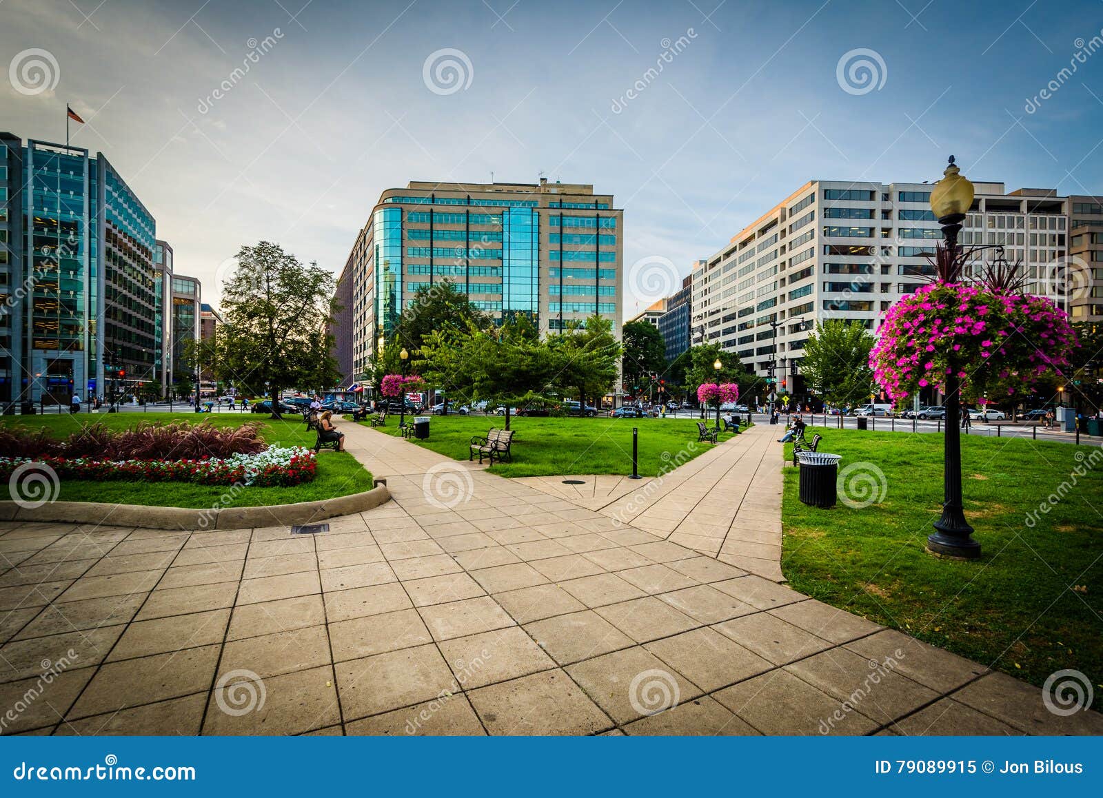 Walkway and Buildings at Farragut Square, in Washington, DC. Editorial ...